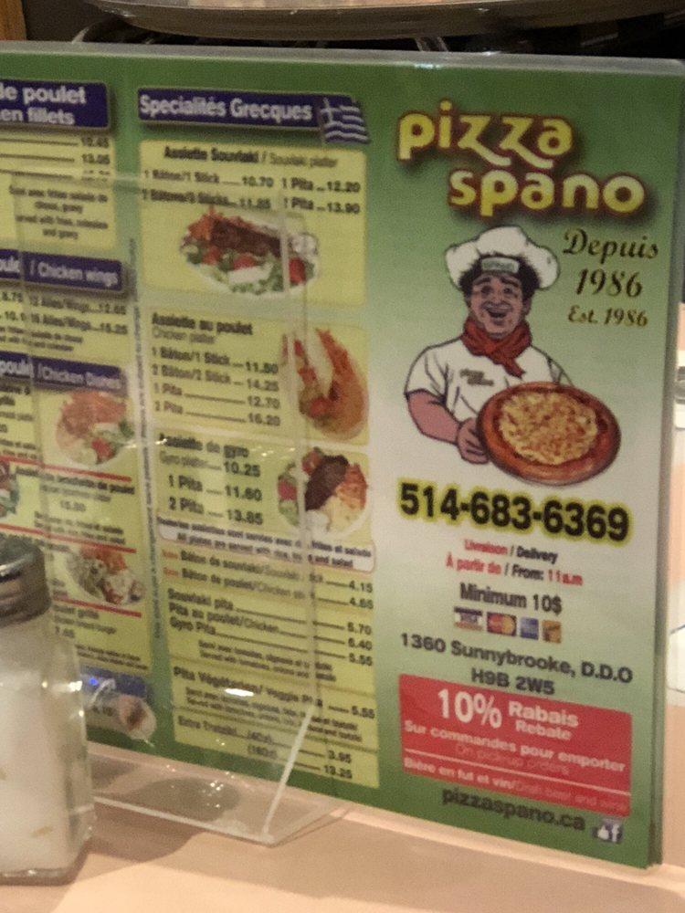 Menu at Pizza Spano pizzeria, Dollard-Des Ormeaux