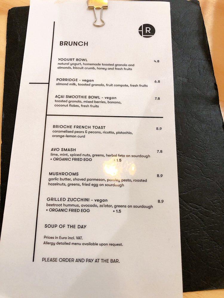 Menu at Refinery High End Coffee cafe, Berlin, Albrechtstraße 11B