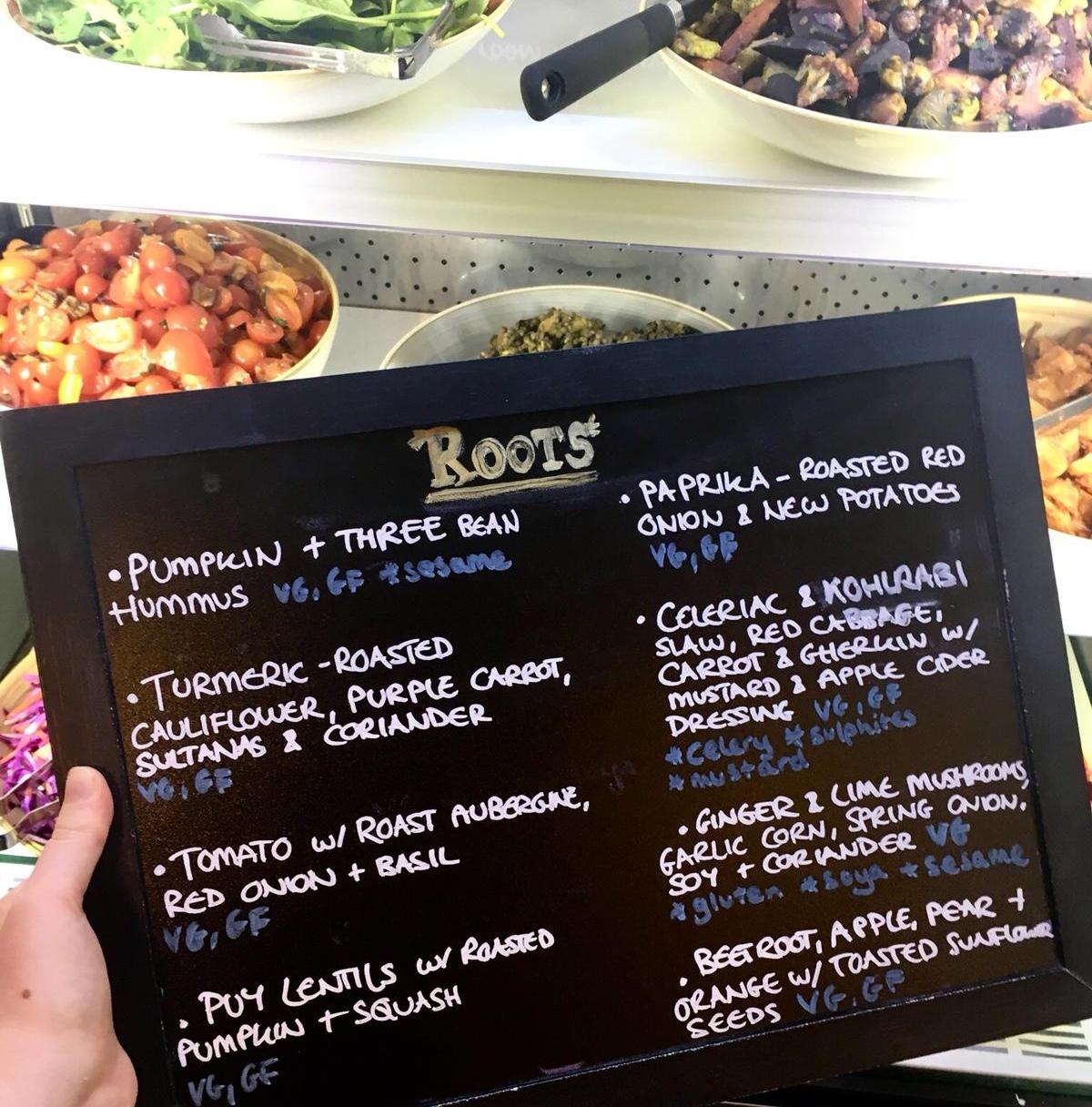 Menu at Roots Catering Kitchen cafe, Edinburgh
