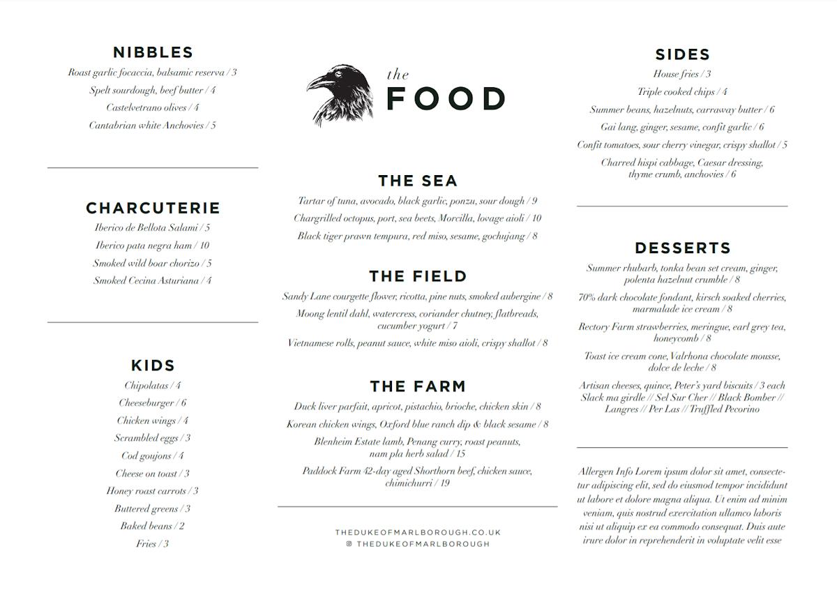 Menu at The Back Lane Tavern pub & bar, Woodstock