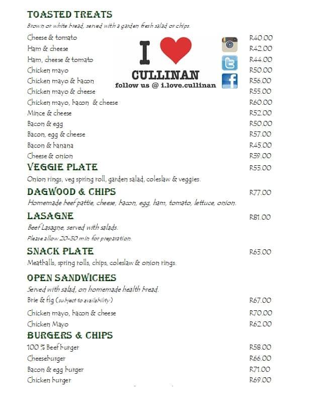 Menu at Lemon Tree Tea Garden The restaurant, Cullinan
