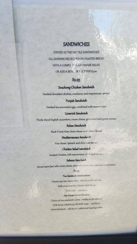 Menu at Chado Tea Room cafe, Torrance