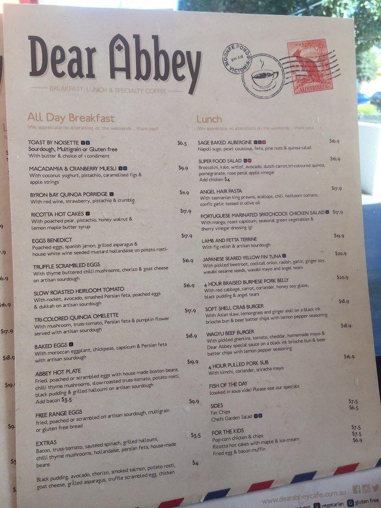 Menu at Quarter Two Cafe, Moonee Ponds