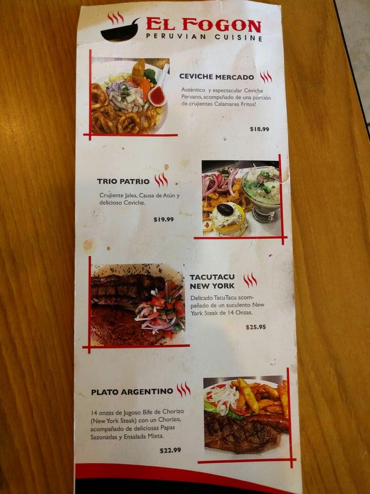 Carta del restaurante El Fogon Peruvian Cuisine, Miramar, SW 160th Ave
