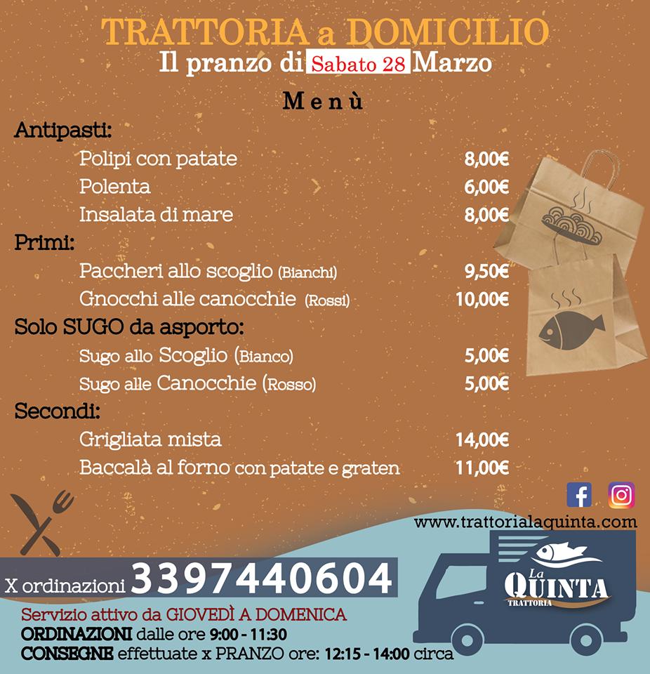 Menu at Trattoria La Quinta restaurant, Fano