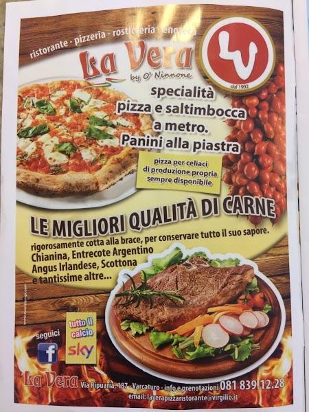 Menu at La Vera Pizza Napoletana pizzeria, Lago Patria