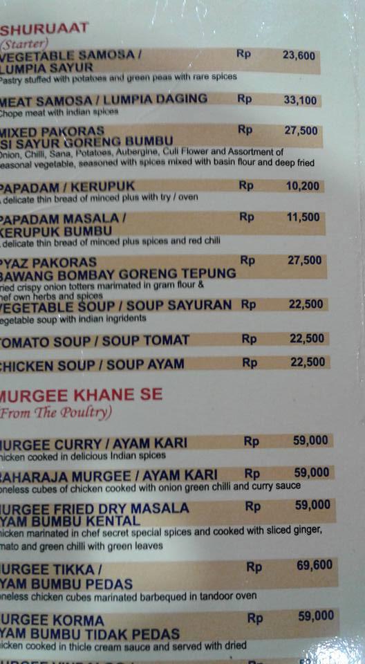 Menu at Bombay Curry Resto & Cafe, Balikpapan, Jl. Jenderal Sudirman