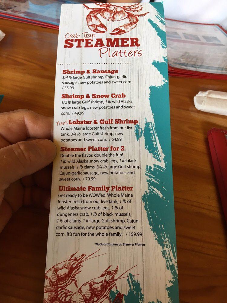 Menu at Crab Trap, Fort Walton Beach restaurant, Fort Walton Beach