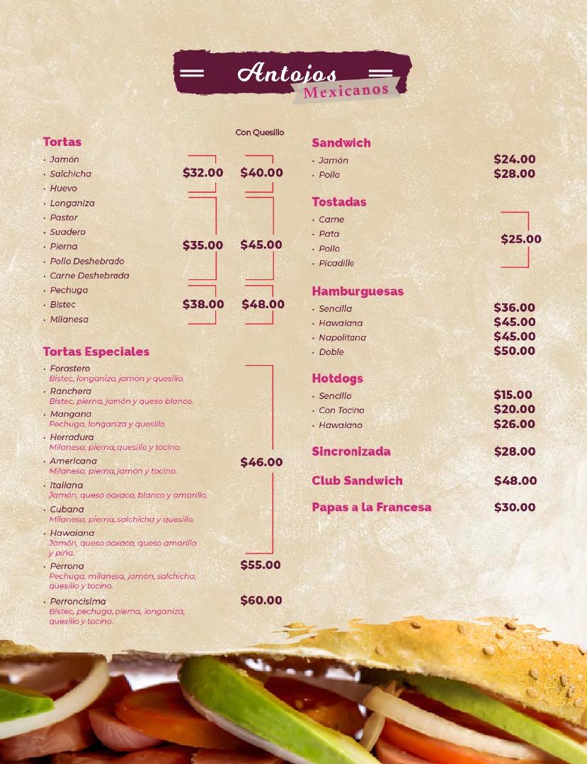Carta del restaurante "El Forastero" Don Pedro, San Pablo del las Salinas