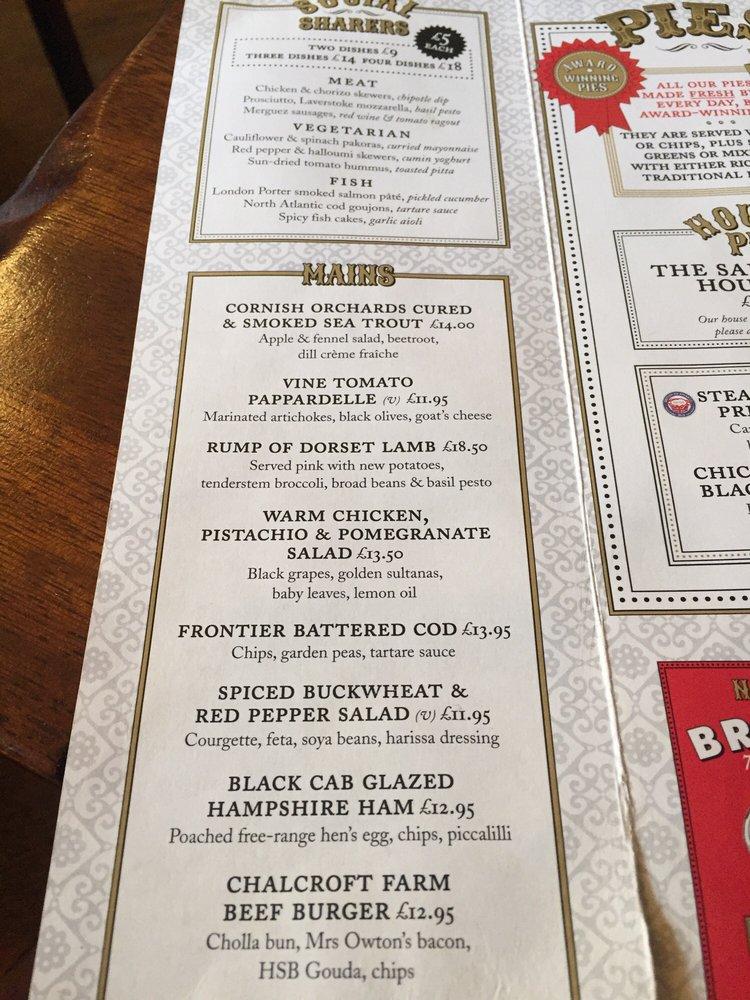 Menu at Fuller's Kitchen pub & bar, London, 33 Tothill St