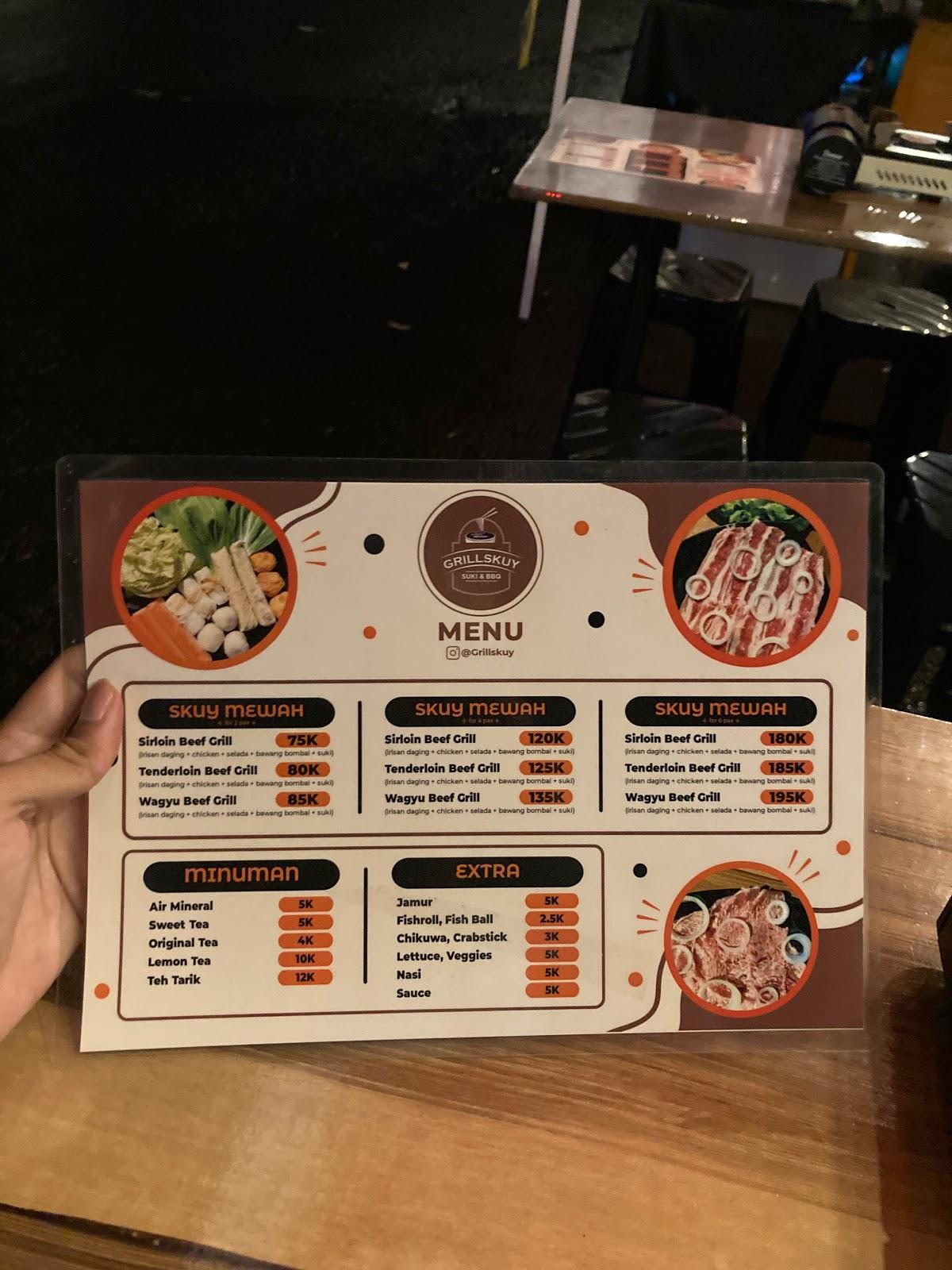 Menu at GRILLSKUY ( japanese street food ) restaurant, Bandung
