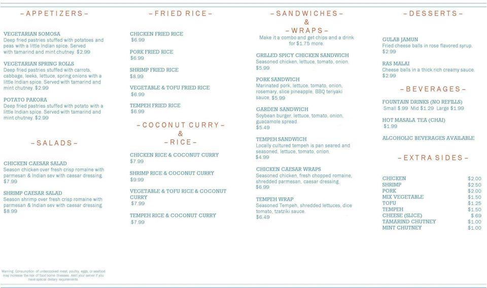 Menu at Gator Spirit Foods, Gainesville