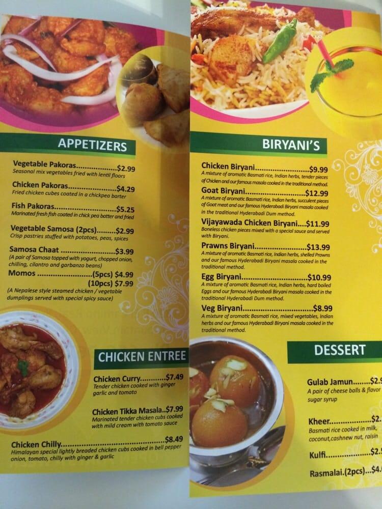 Menu at Himalayan Kitchen restaurant, Mountain View