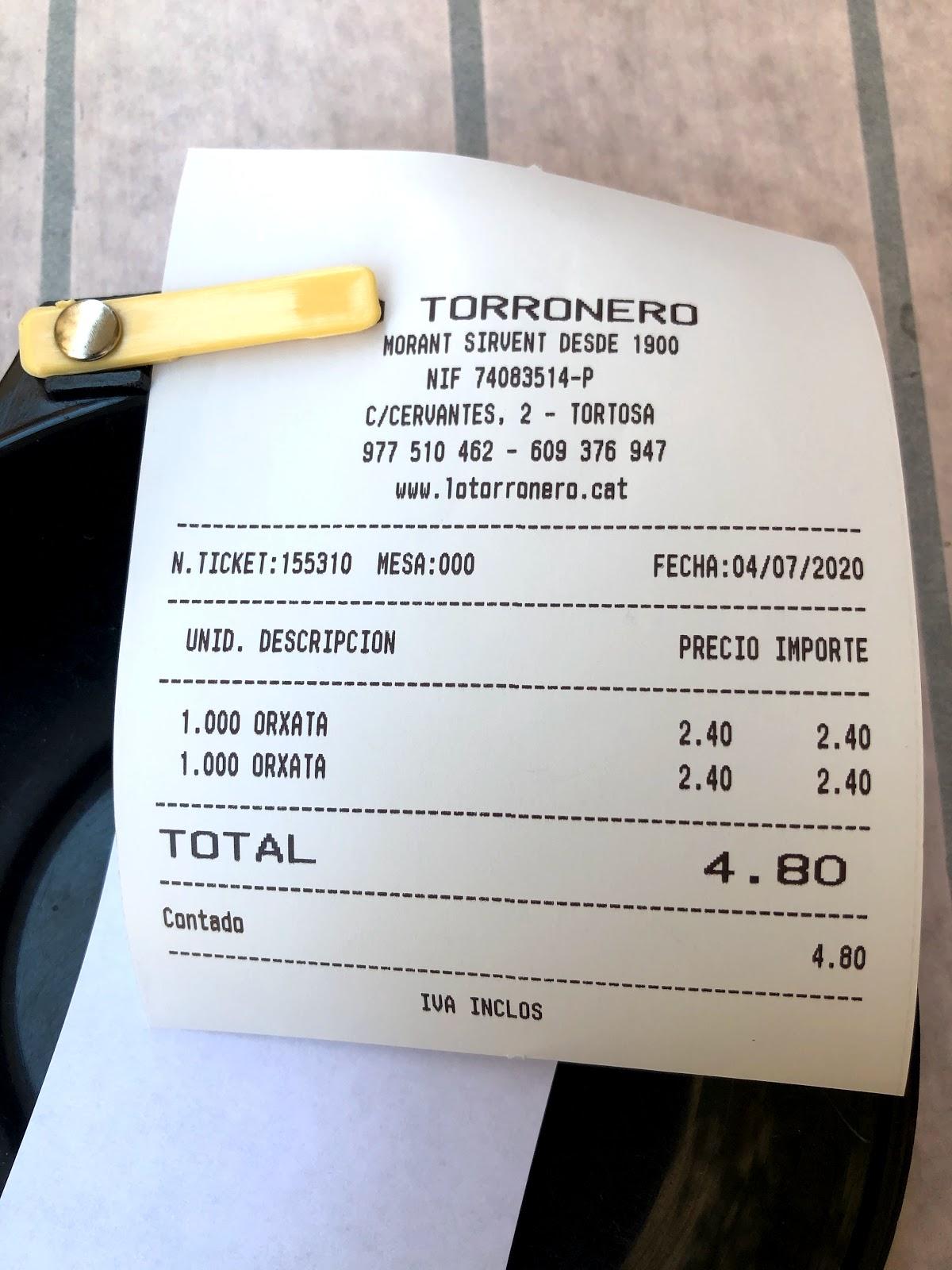 Menu at Lo Torronero fast food, Tortosa