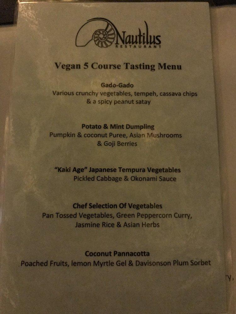 Menu at Nautilus Restaurant, Port Douglas