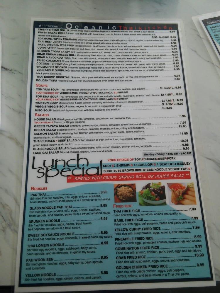 Menu at Oceanic Thai Kitchen restaurant, Plano