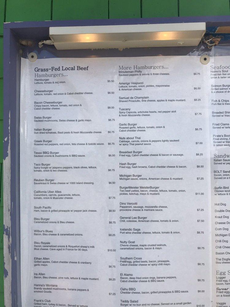 Menu at Burger Barn, Cambridge, VT-15