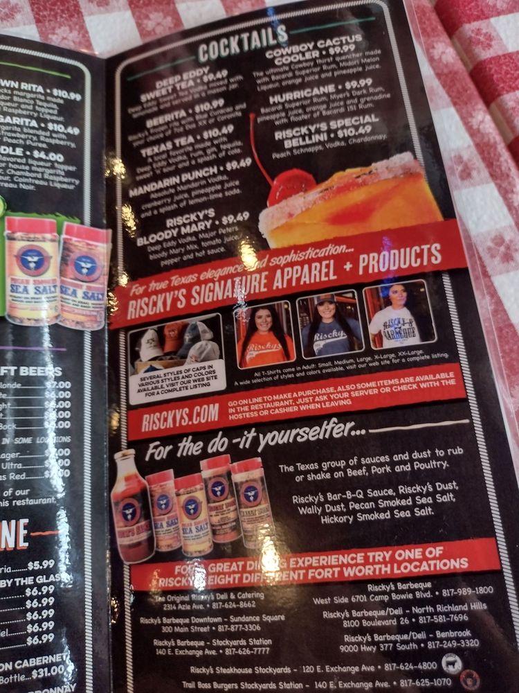 Menu at Riscky's BAR-B-Q, Fort Worth, 300 Main St