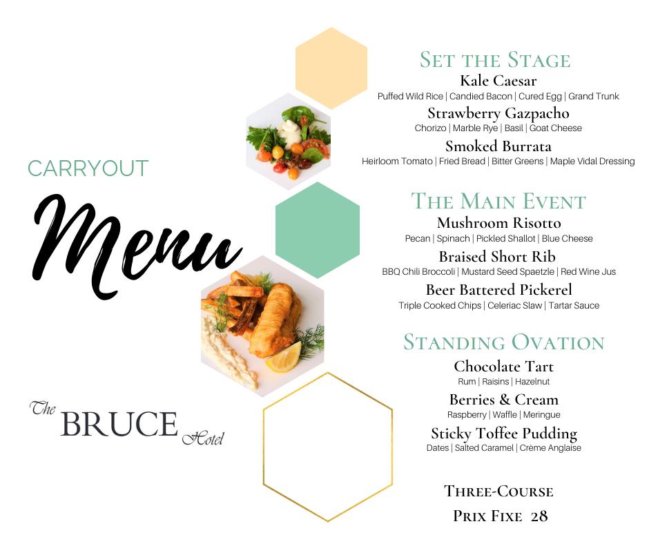 Menu at The Bruce restaurant, Stratford