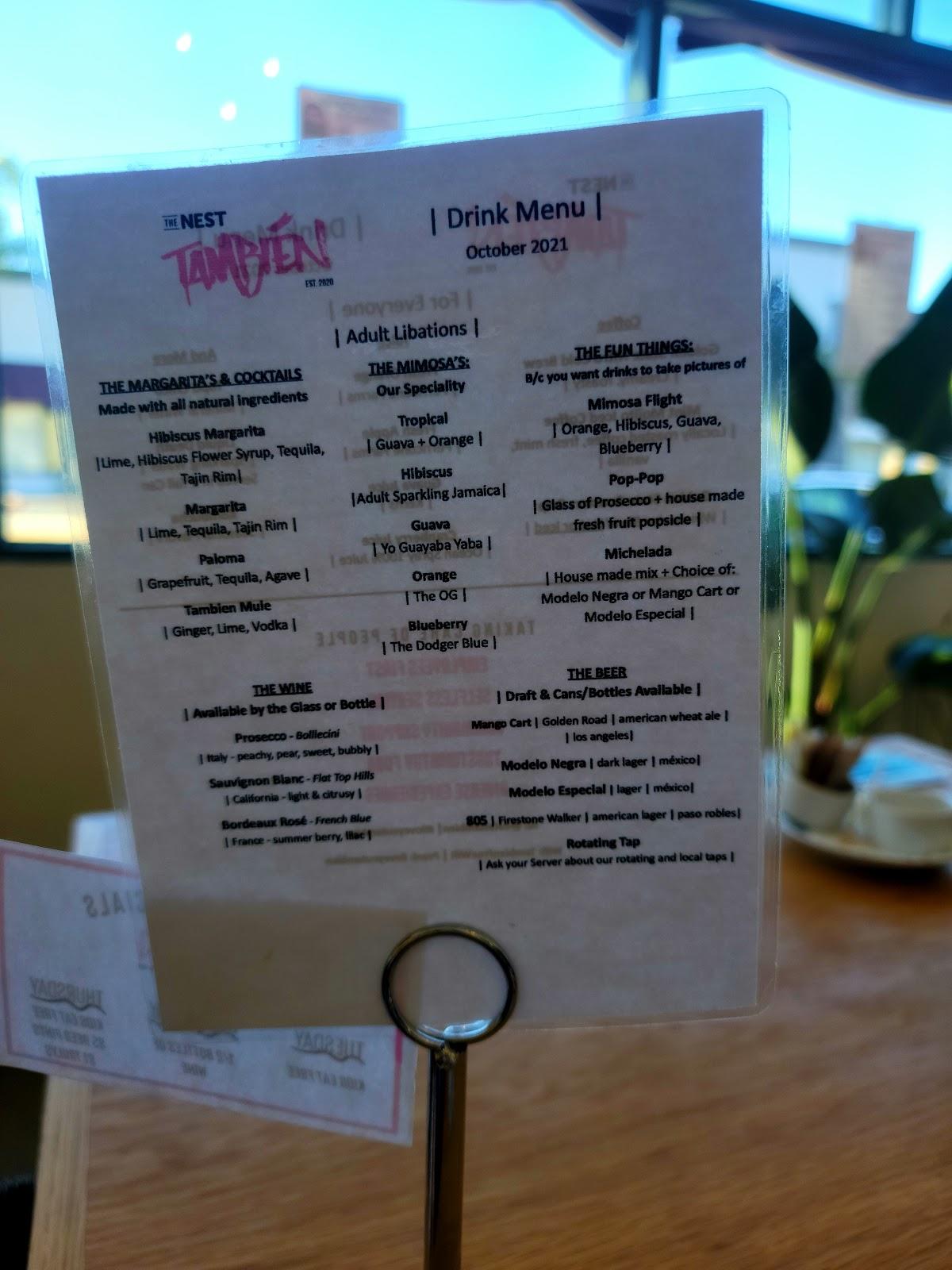 Menu at The Nest: También A BRUNCH Joint restaurant, Bellflower