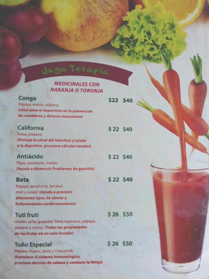 Menu at Citro Gambas restaurant, Martínez de la Torre
