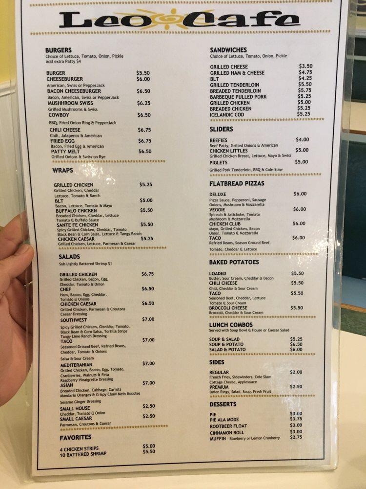 Menu at Leo Cafe, Leo-Cedarville, IN-1