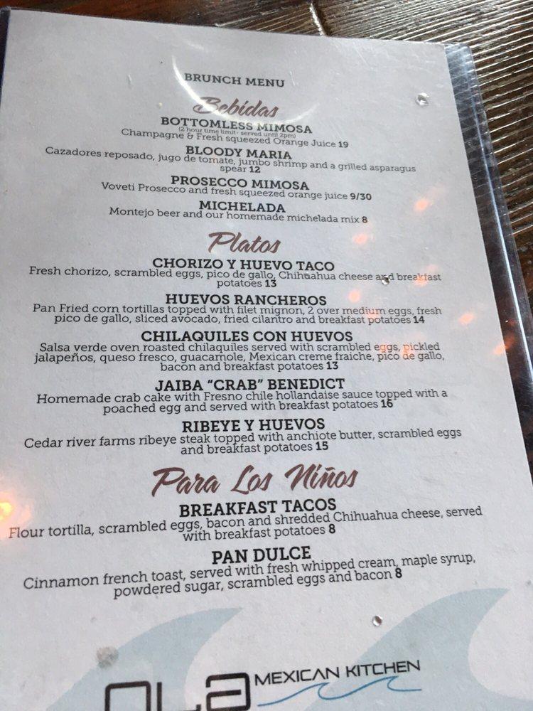 Menu at Ola Mexican Kitchen restaurant, Huntington Beach