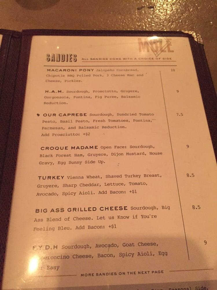 Menu at The Mule pub & bar, Oklahoma City, NW 16th St