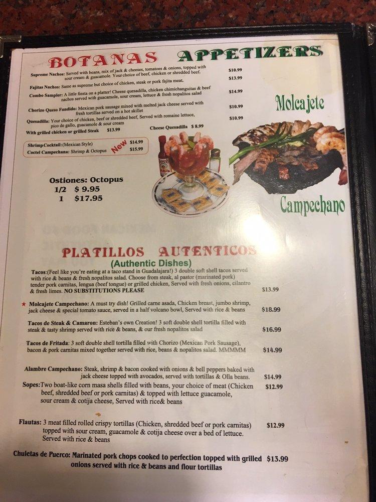 Menu at Casa Mexico restaurant, Eagle