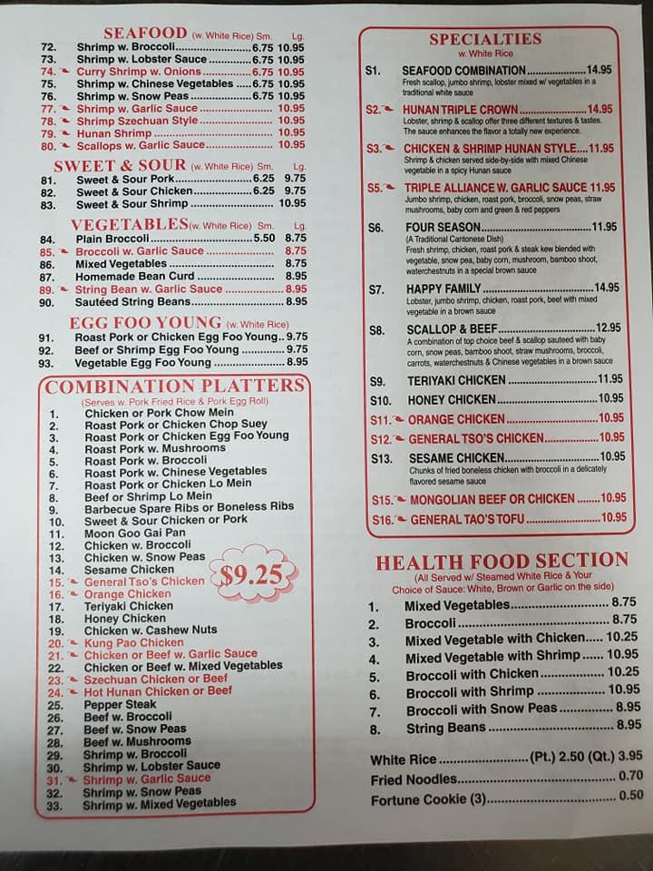 Menu at China Fun Restaurant, Pace
