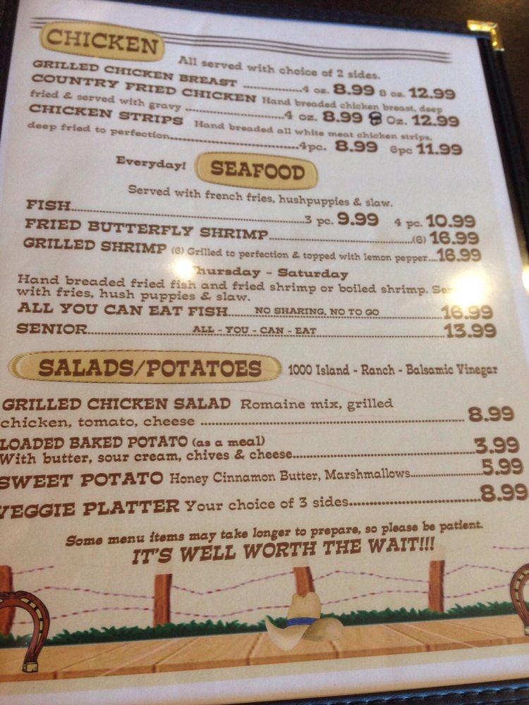 Menu at Corner Grub House steakhouse, Sulphur Springs