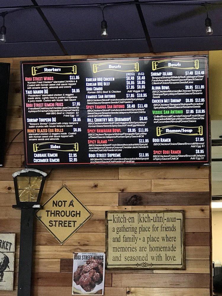 Menu at Gogi Street (Korean Fusion) BBQ, San Antonio