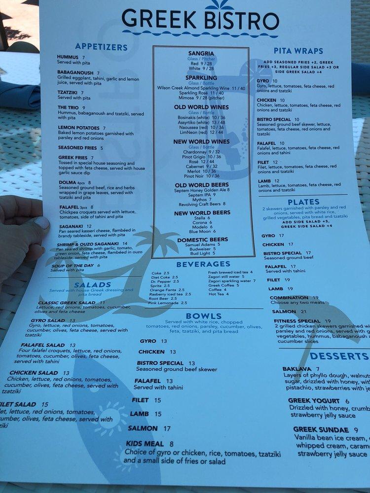 Menu at Greek Bistro Authentic Greek Cuisine restaurant, Laguna Hills