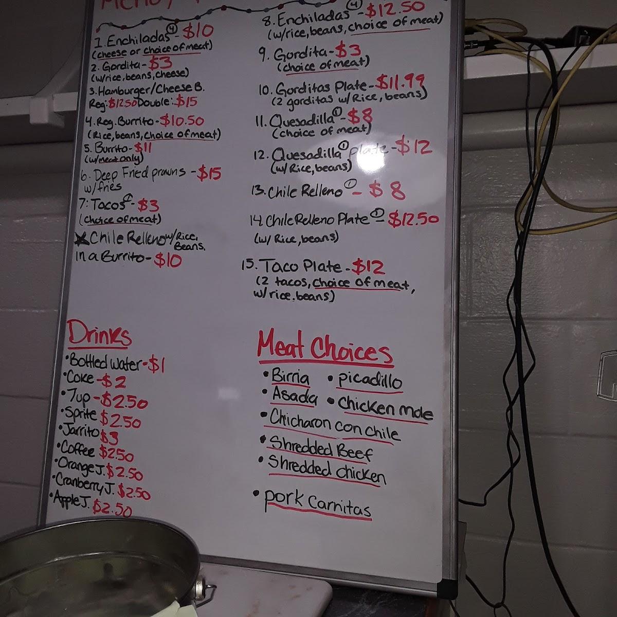 Menu at My Mexican Restaurant, Point Arena