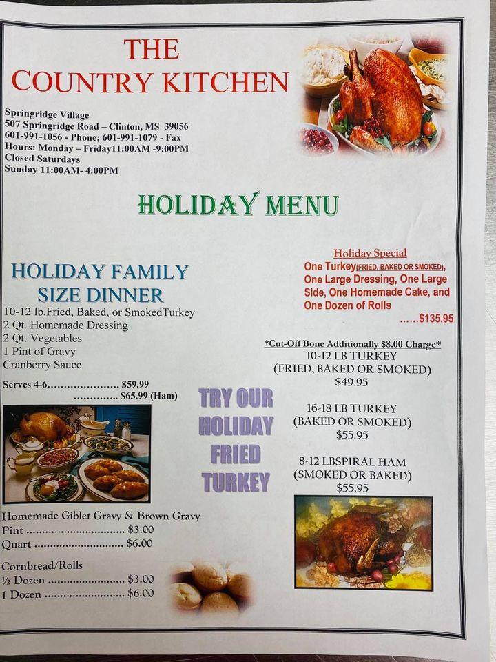 Menu at The Country Kitchen restaurant, Clinton