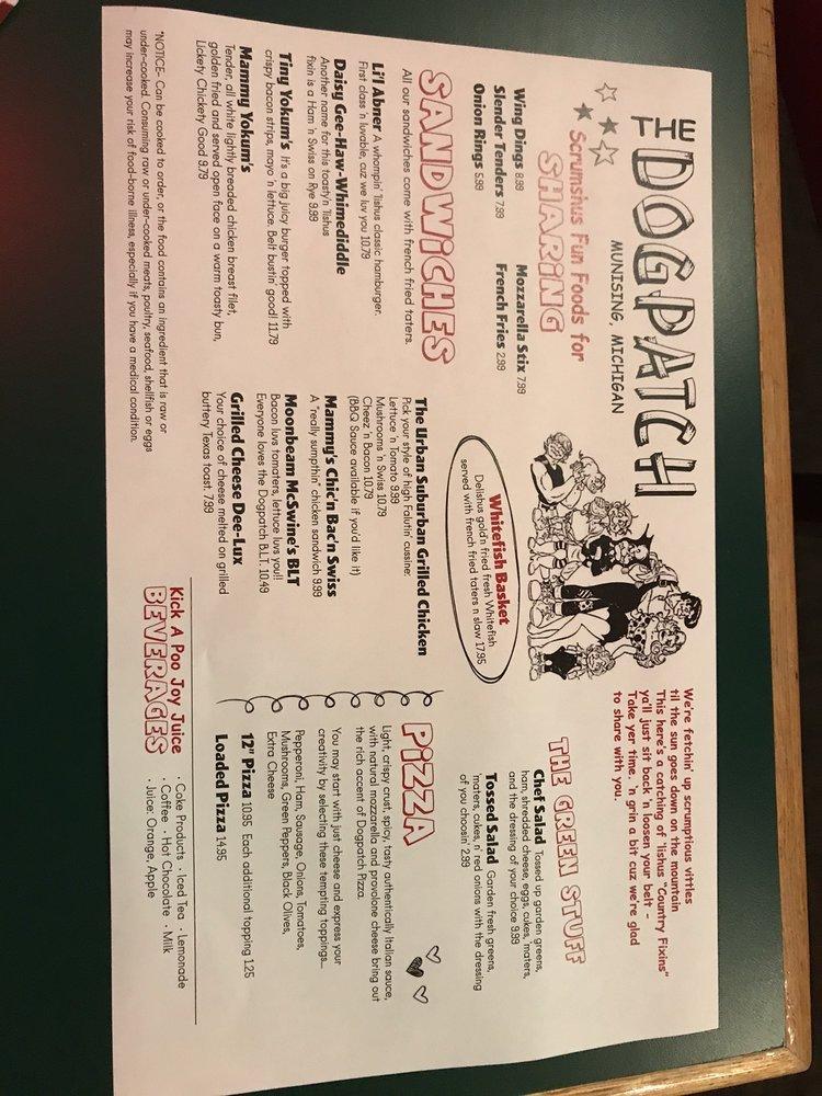 Menu at The Dogpatch Restaurant, Munising