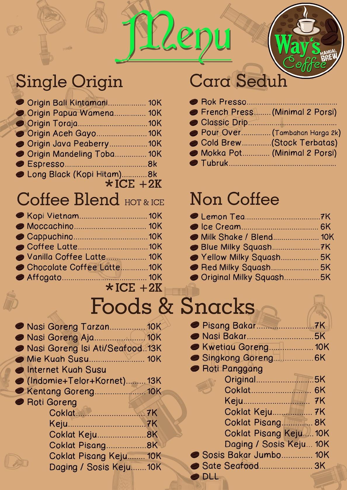 Menu at Way's Cafe Anyer, Cikoneng