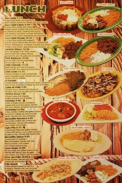 Menu at Las Flores Mexican Restaurant, Indianola