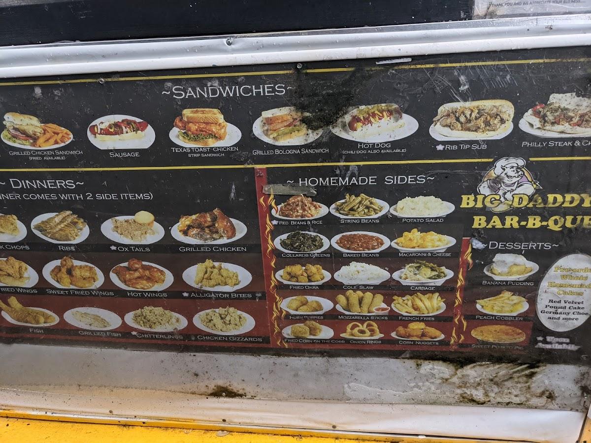 Menu at Big Daddy's Barbeque, Winter Haven, 1st St N