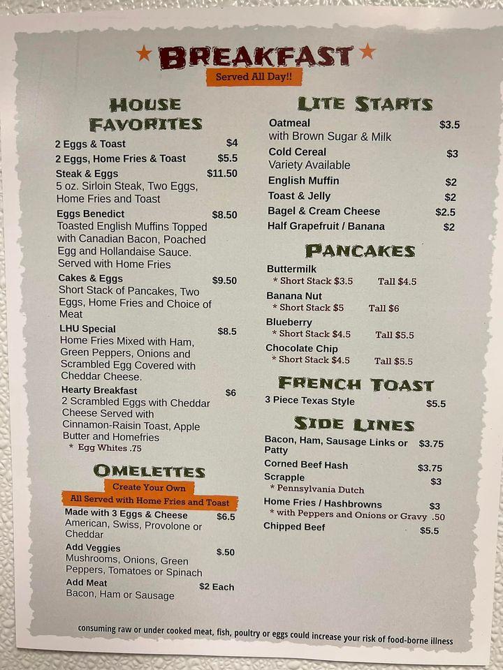 Menu at Fox's Market House Restaurant, Lock Haven