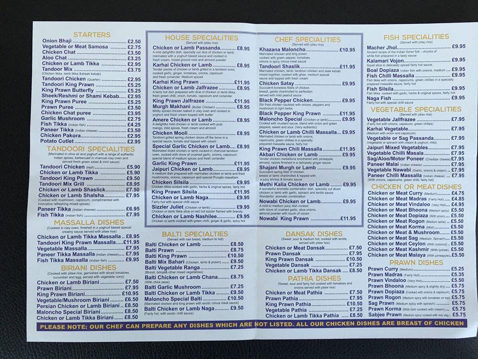 Menu at Maloncho restaurant, Peacehaven, 363 S Coast Rd