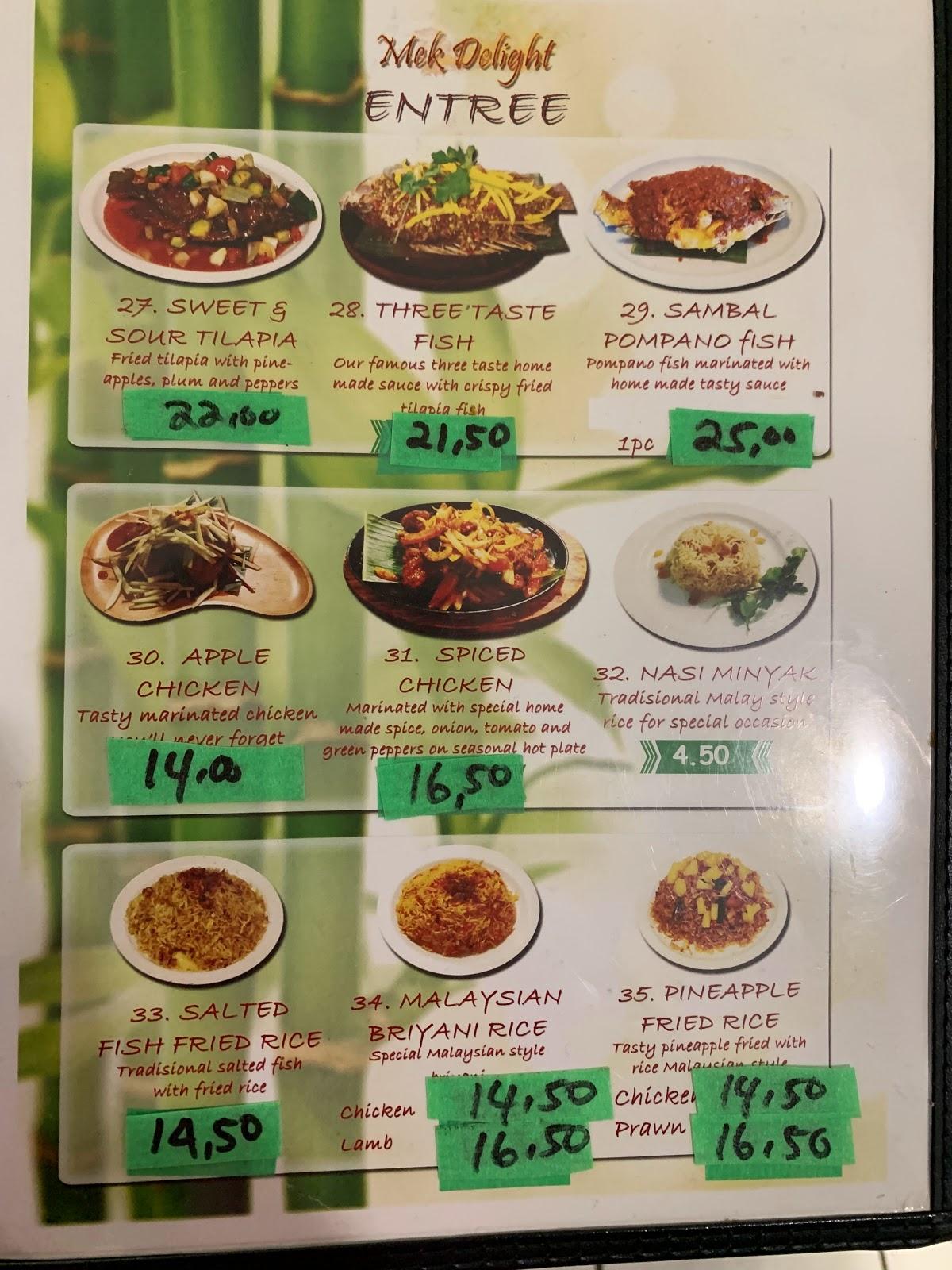 Menu at Mek's Delight restaurant, Surrey