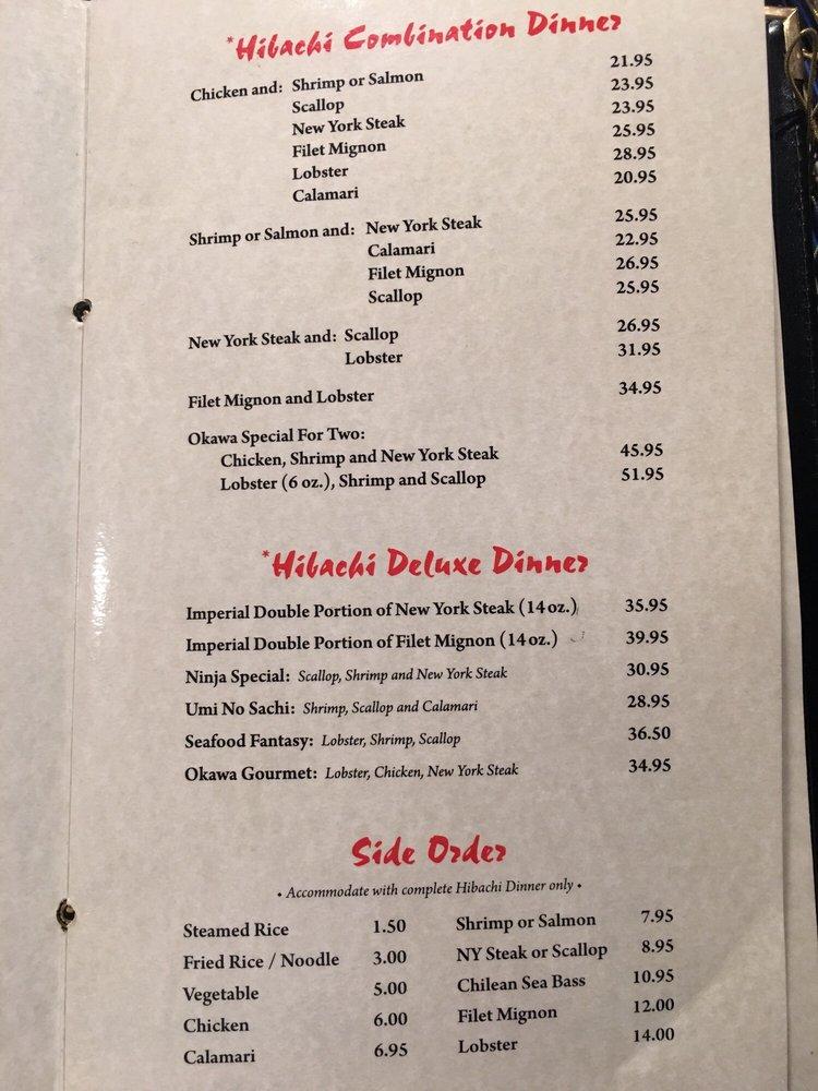 Menu at Okawa Steak House & Sushi restaurant, Bend