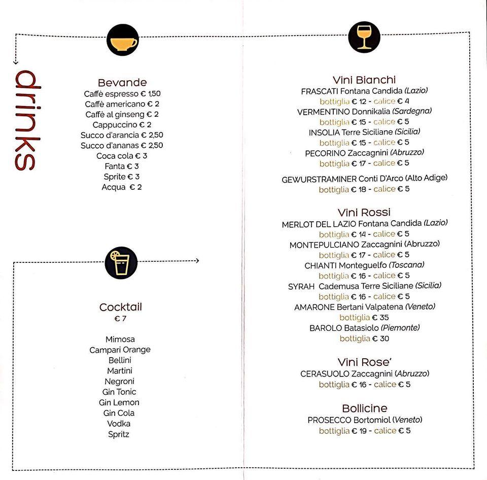 Menu at Spaghetti desserts, Rome, Via Leone IV