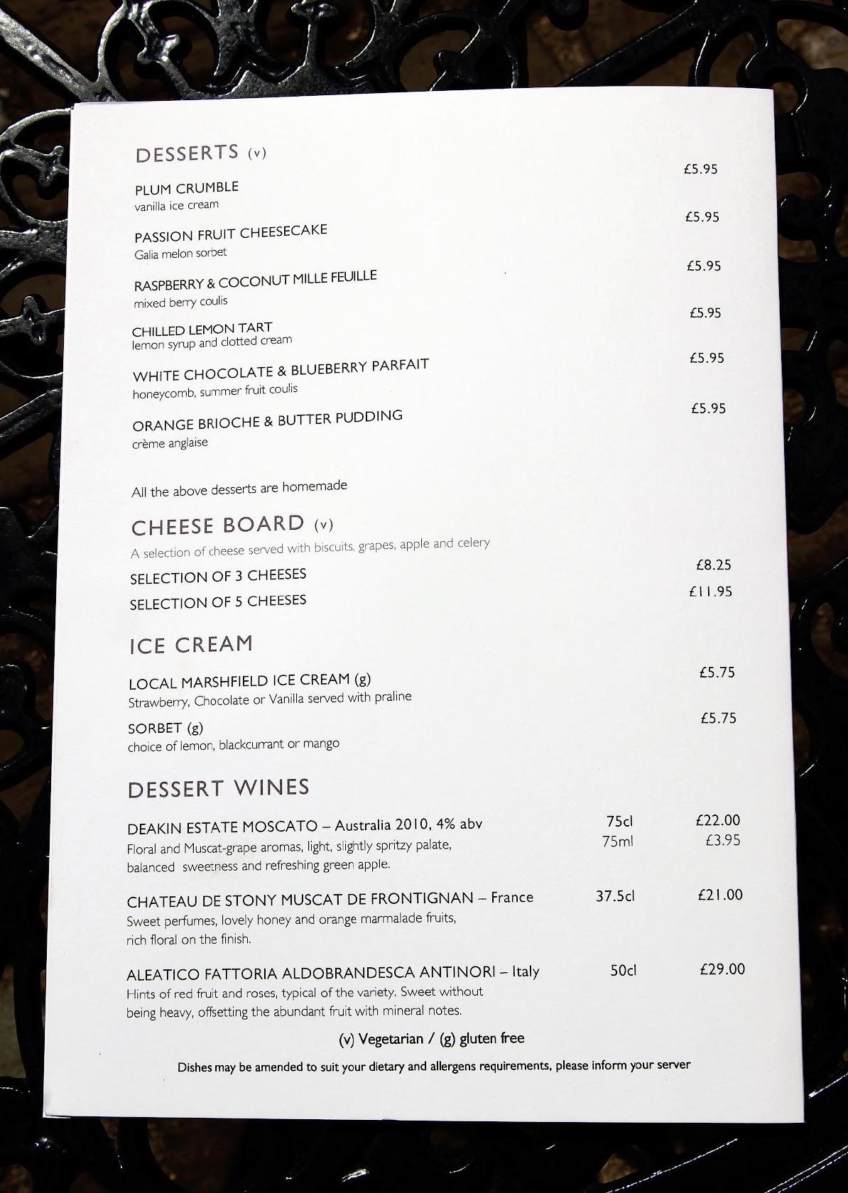 Menu at The Castle Inn pub & bar, Castle Combe