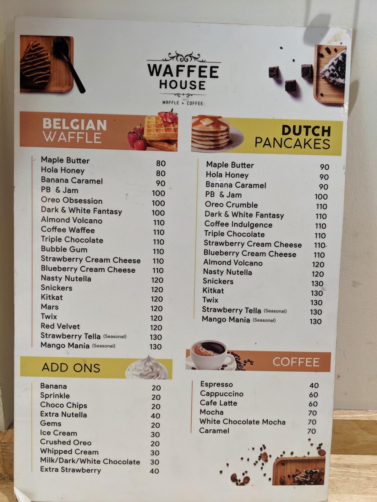 Menu at Waffee House Calicut, Kozhikode