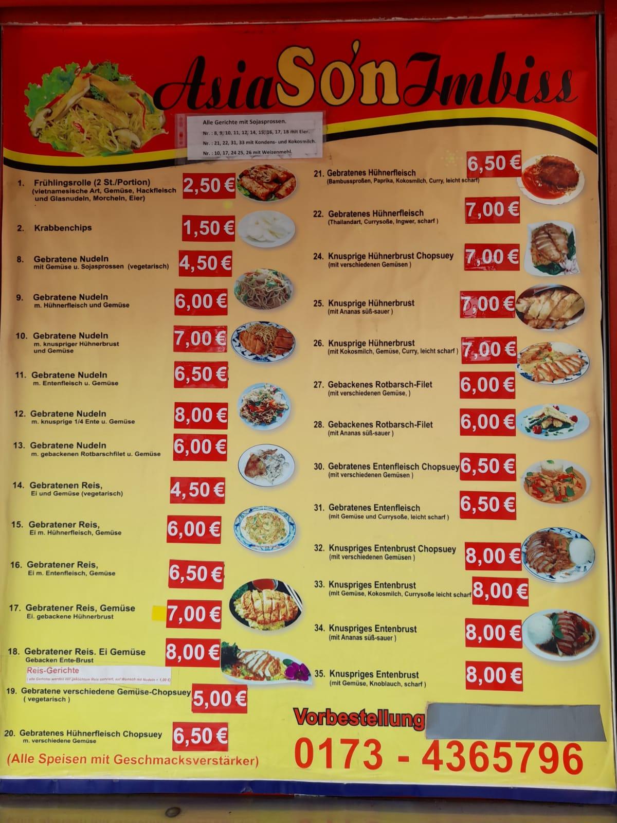 Speisekarte Von Asia Schnellimbiss An Der Annoncenuhr Restaurant ...
