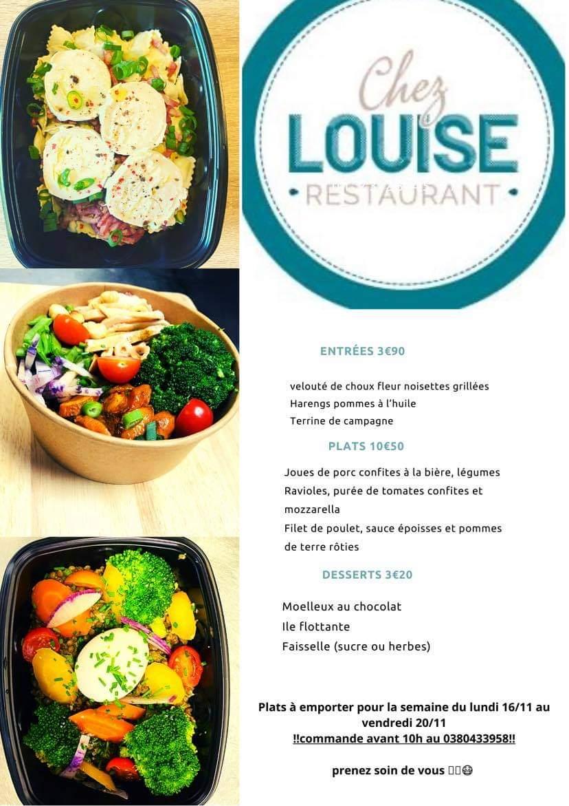 Menu au Chez Louise restaurant, Chenôve