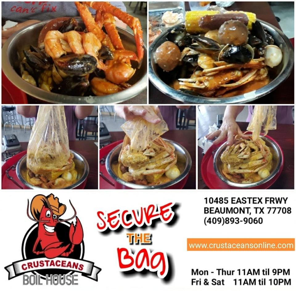 Menu at Crustaceans Boil House restaurant, Beaumont, Eastex Fwy