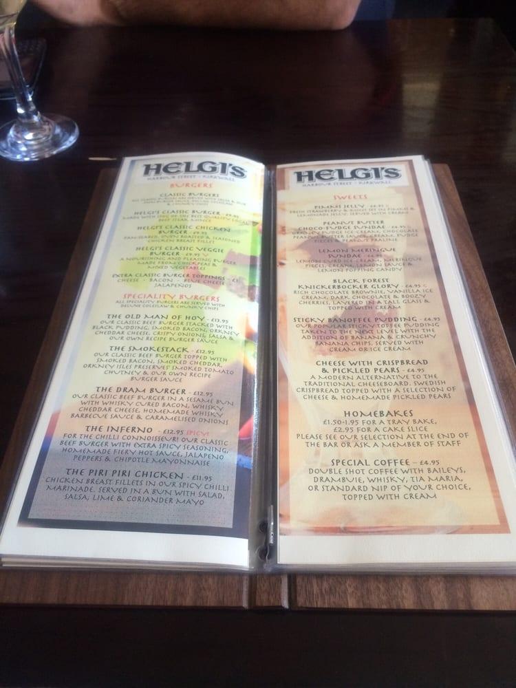 Menu at Helgi's pub & bar, Kirkwall